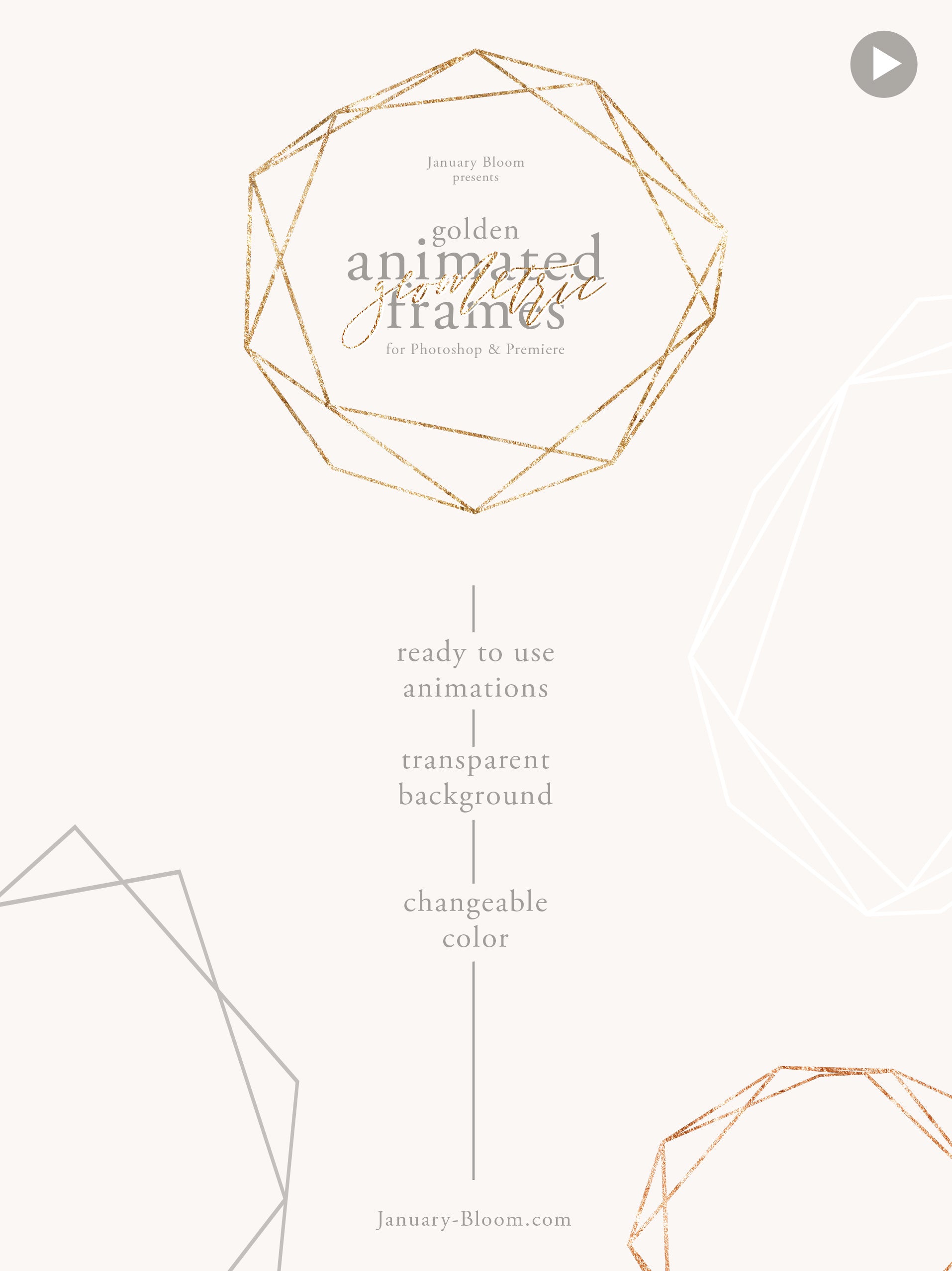 January Bloom | Animated Golden Geomteric Frames – ANA & YVY